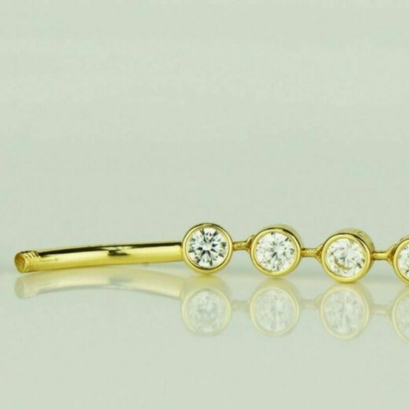 Jewelry | Solid 14k Yellow Or White Gold Belly Button Dangle Cz Bezel ...